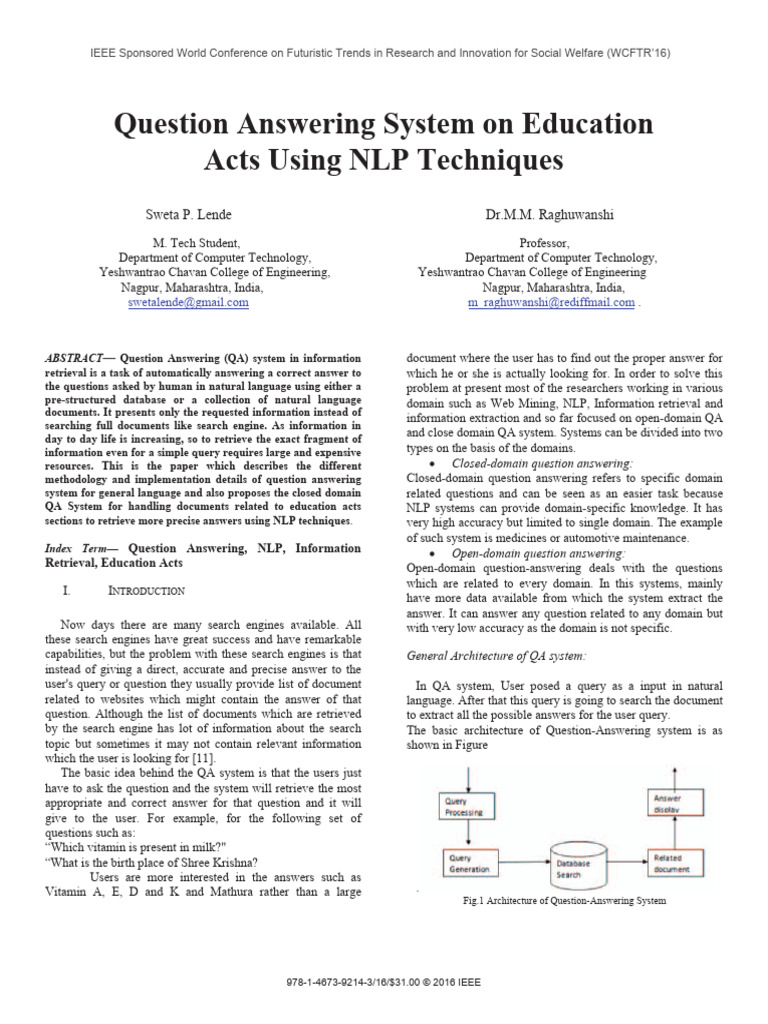 NLP in Education QA Systems | PDF | Search Engine Indexing | Information Retrieval