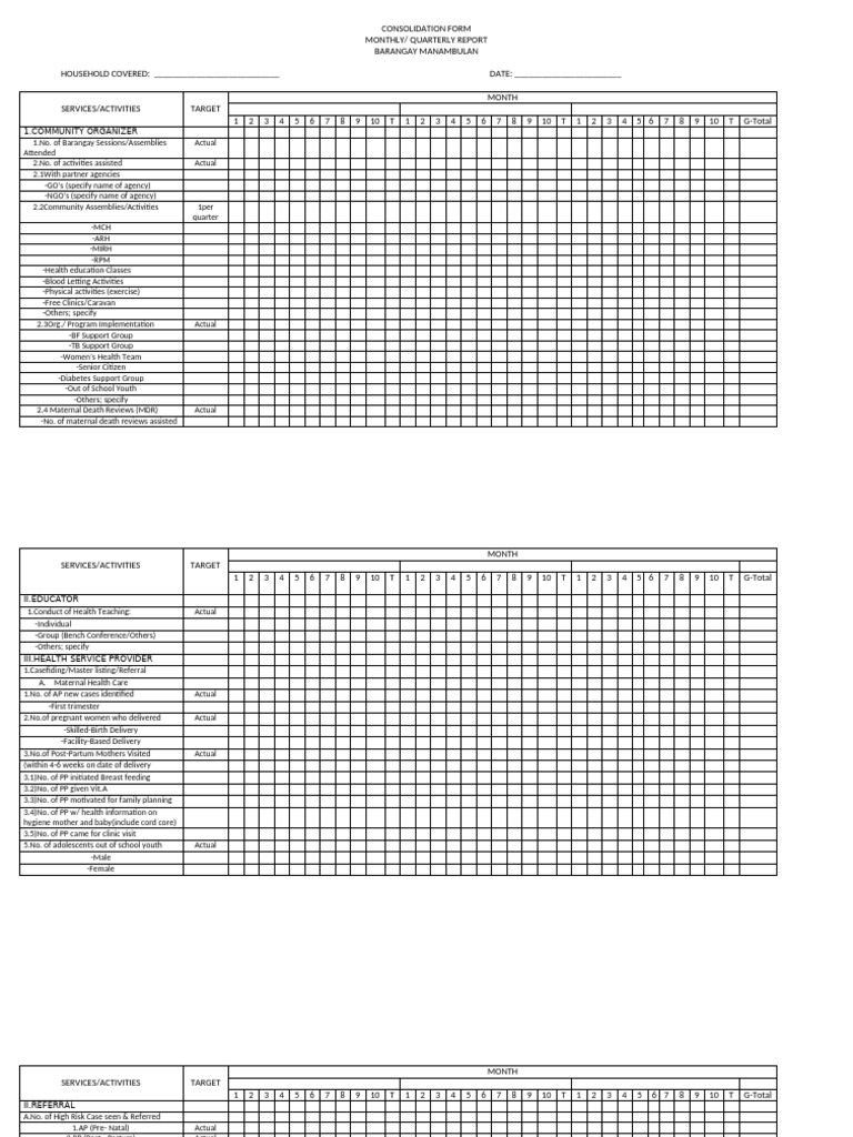 CONSOLIDATION FORM (AutoRecovered) | PDF | Breastfeeding | Causes Of Death