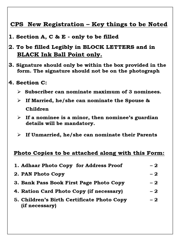 CPS Form - Key Things | PDF