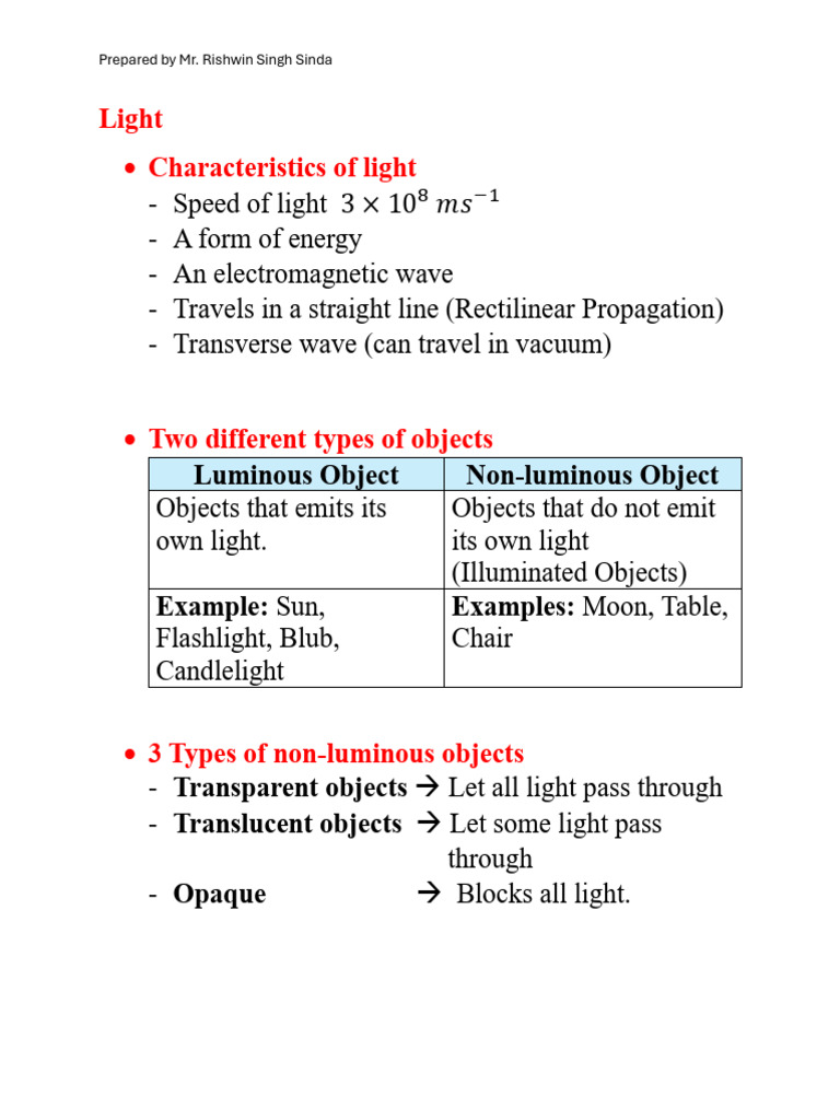 Light & Wave Classwork | PDF | Waves | Light