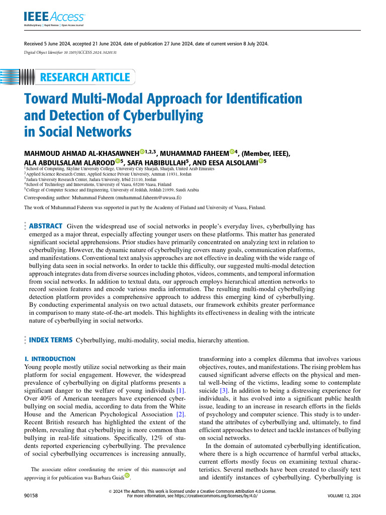 Toward Multi-Modal Approach For Identification and Detection of Cyberbullying in Social Networks ...