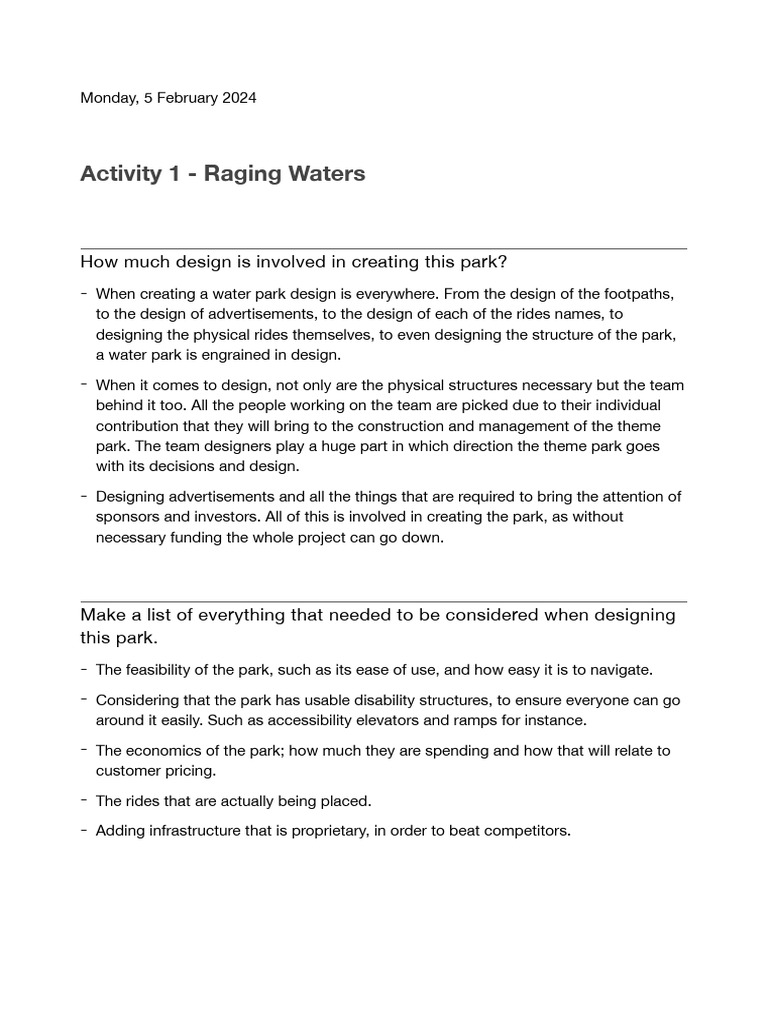 Raging Waters Activity Ig | PDF | Design | Economies