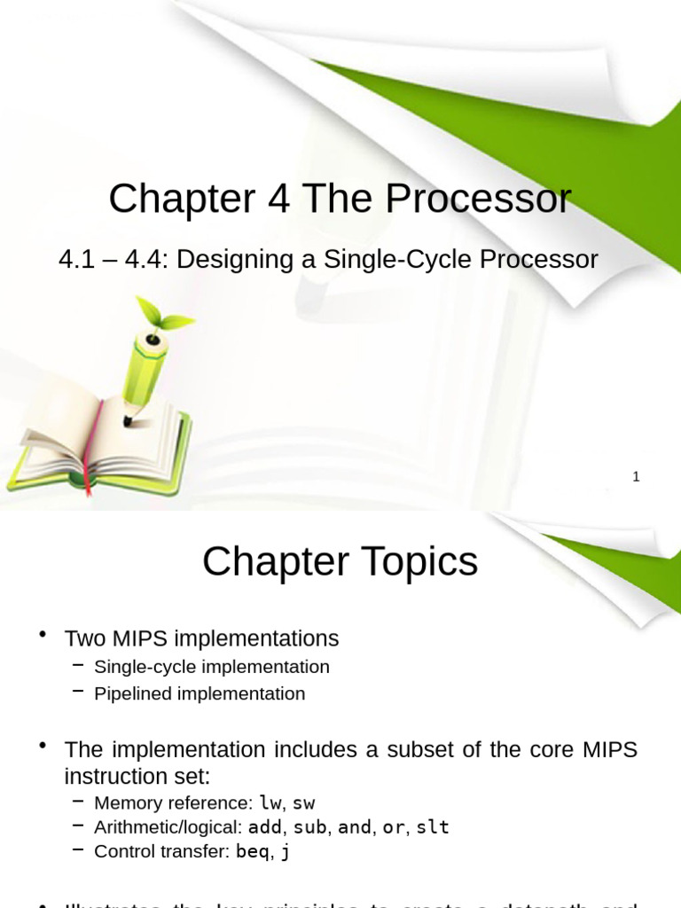 Chapter 4.1 - 4.4 Designing A Single Cycle Processor | PDF | Central Processing Unit | Computer ...