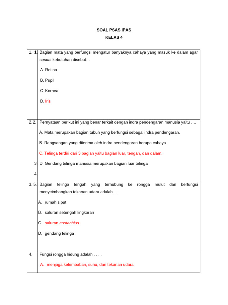 4371 - Soal Psas Ipas Kelas Iv | PDF