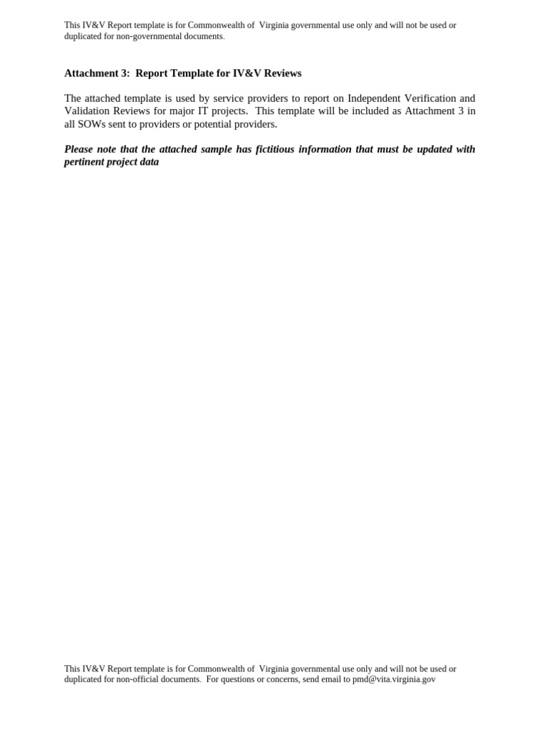 Attachment 3 IVV Report Review Template | PDF | Project Management ...