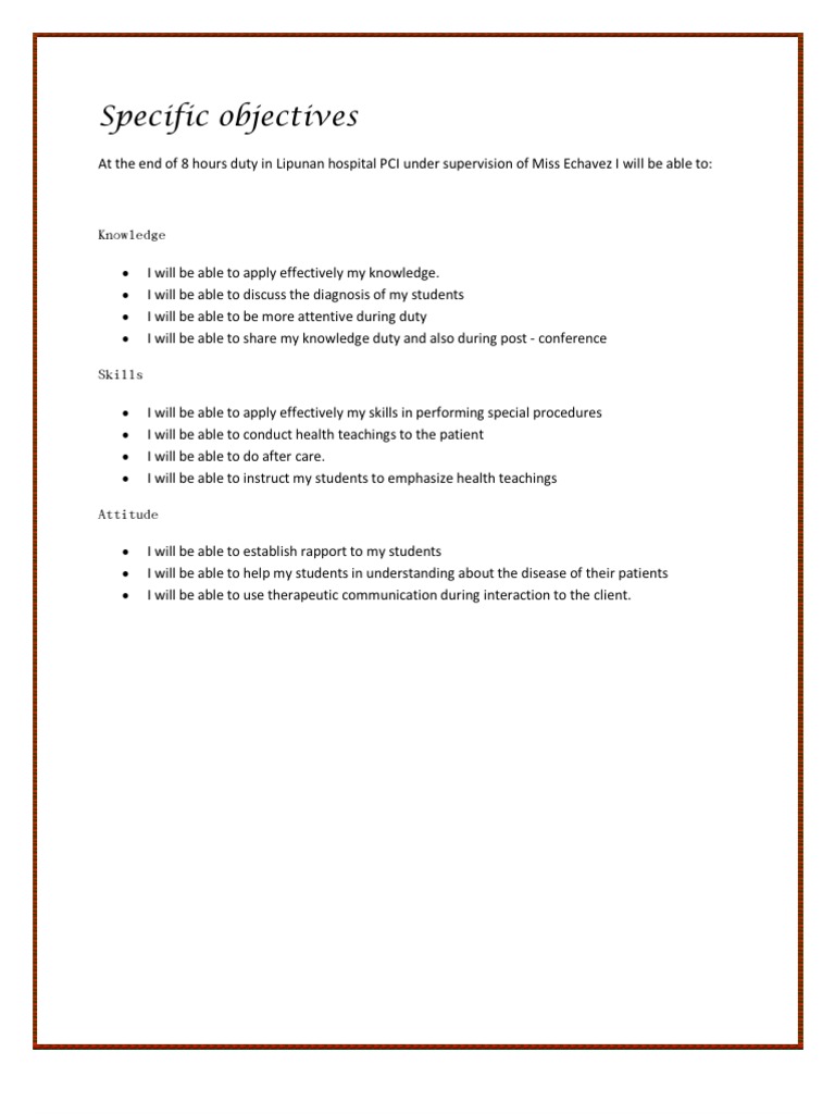 Specific Objectives | PDF