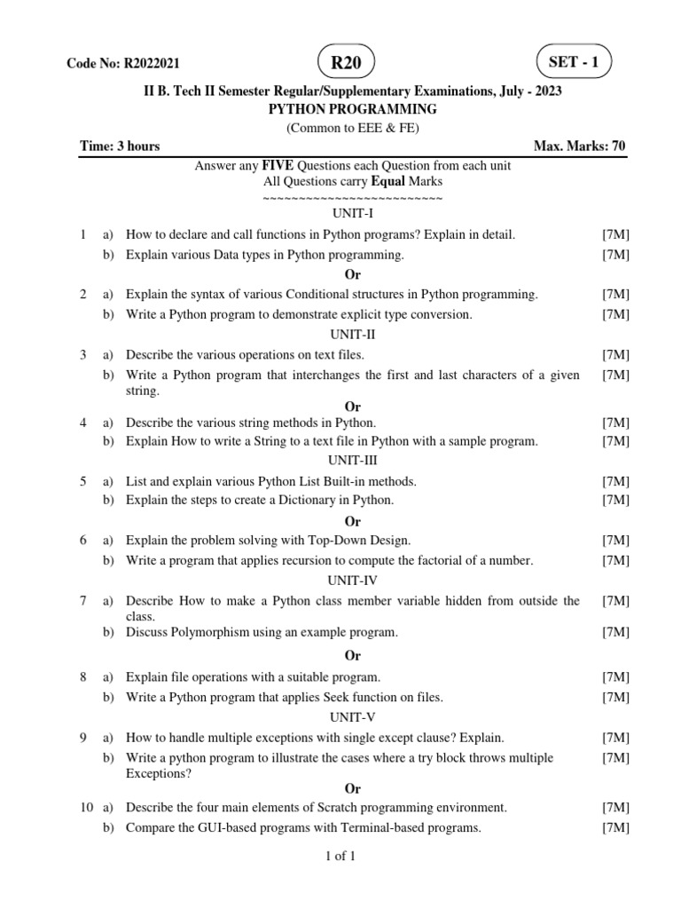 Python Programming July 2023 Pdf Python Programming Language String Computer Science 4151