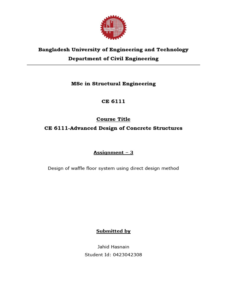 Waffle Floor System Design Assignment | PDF | Mechanical Engineering | Building Engineering
