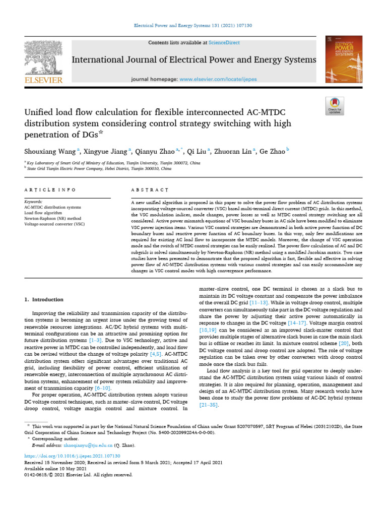 Unified Load Flow Calculation For Flexible Interconnected AC-MTDC | PDF | Direct Current ...