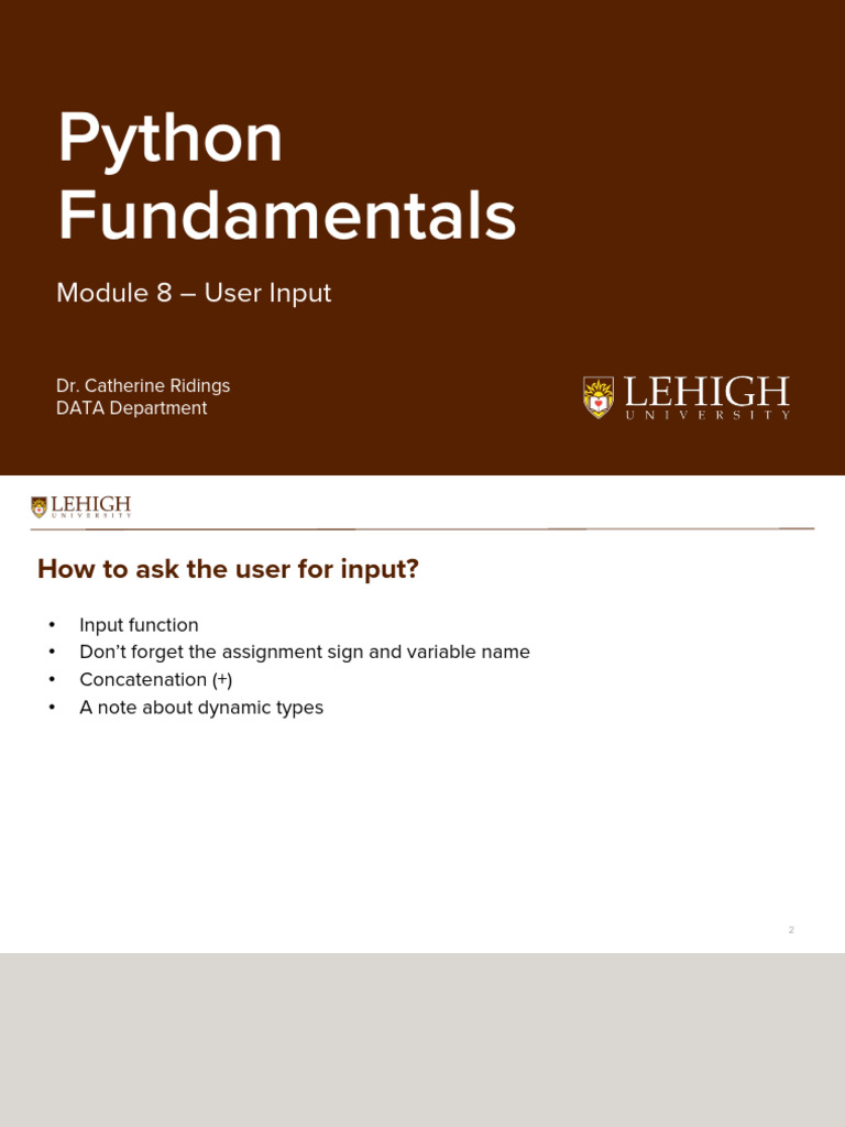 Asset-V1 LehighX+Python100+3T2023+type@asset+block@Module 8 User Input | PDF | Computers ...