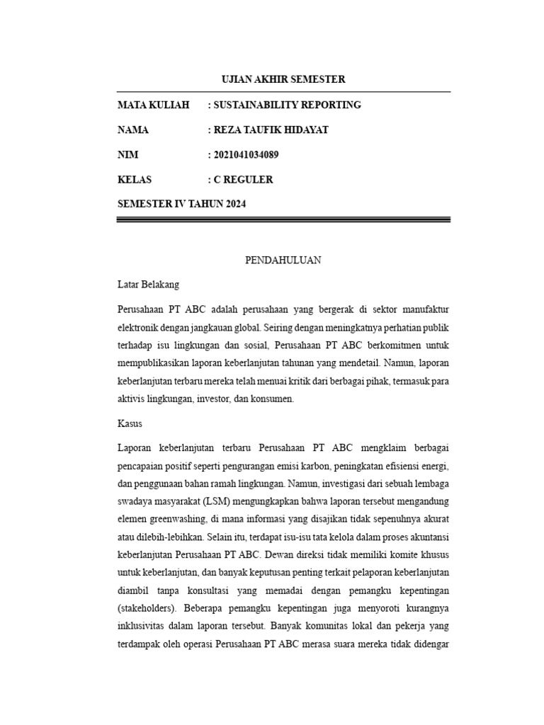Uas Sustainability Reporting | PDF | Bisnis