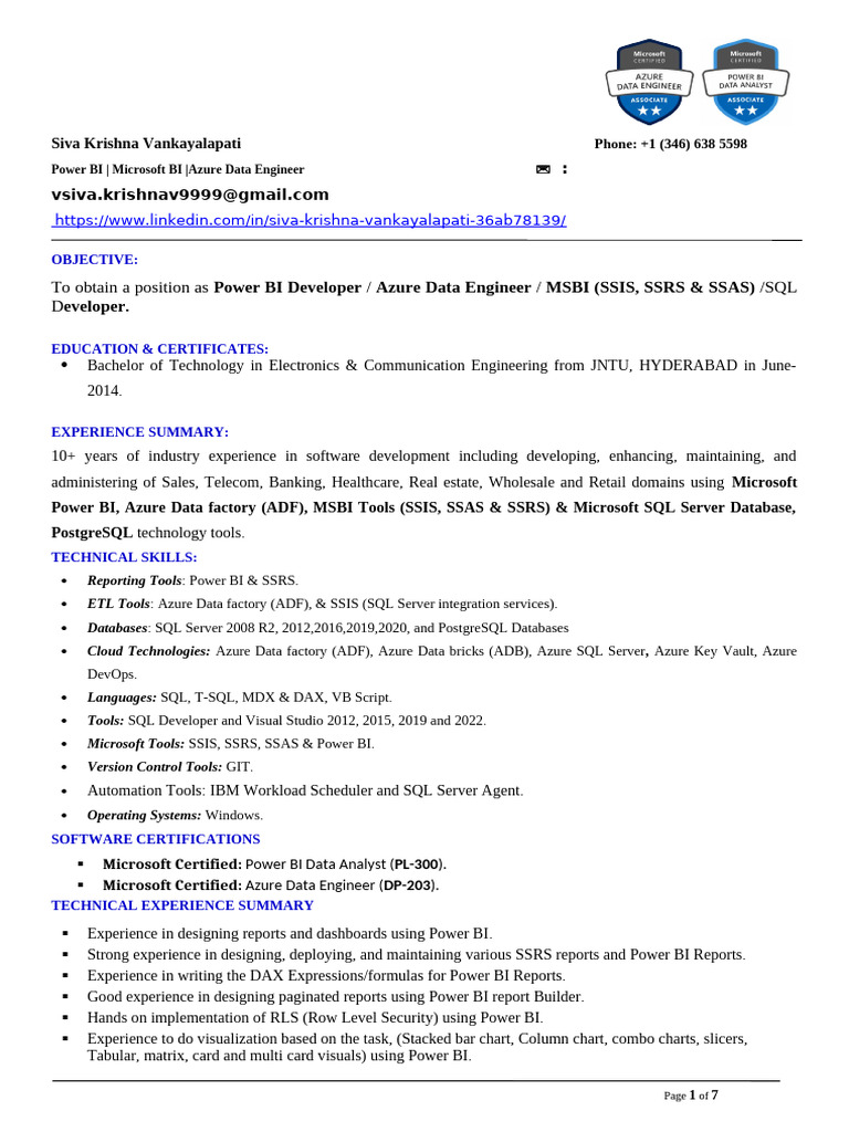 Siva Krishna profile | PDF | Microsoft Sql Server | Databases