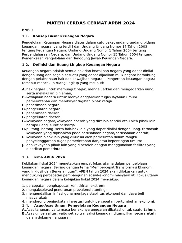 Materi Cerdas Cermat Apbn 2024 | PDF | Ilmu Sosial