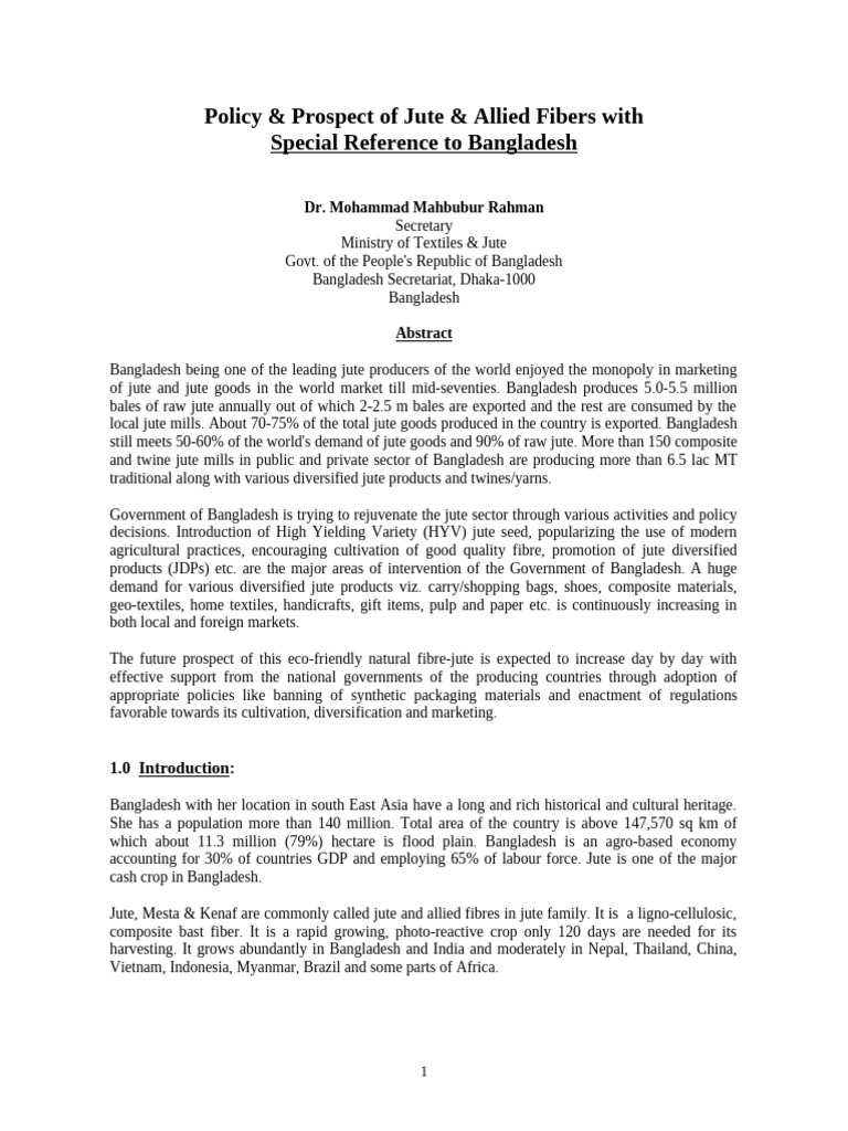 project 2 | PDF | Jute | Agriculture