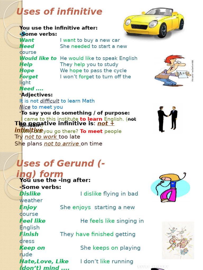 Uses of Infinitive: You Use The Infinitive After: - Some Verbs | PDF ...