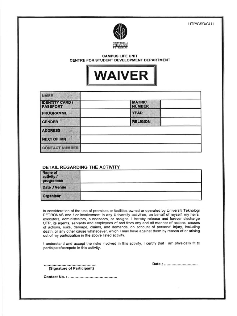 Waiver Form | PDF