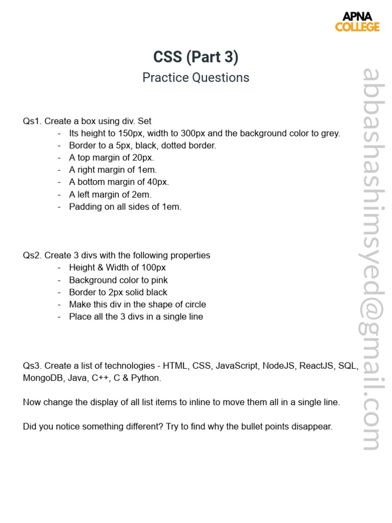 CSS Part3 (QS) | PDF