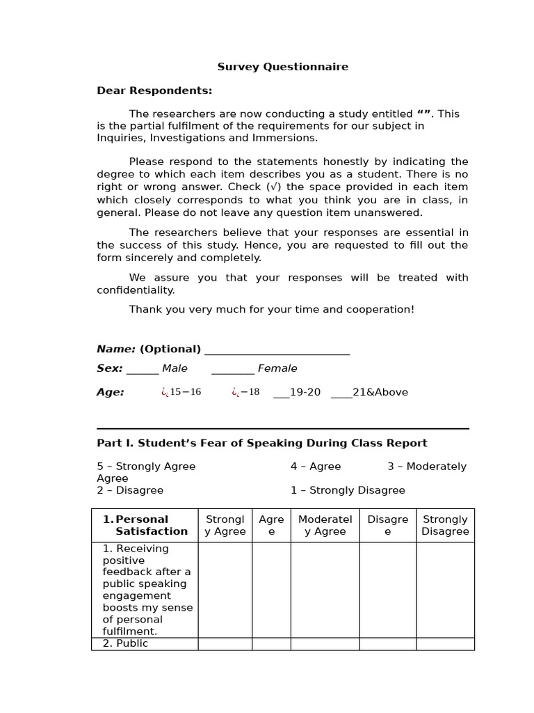Cruz - Survey Questionaire 1 | PDF | Creativity | Thought
