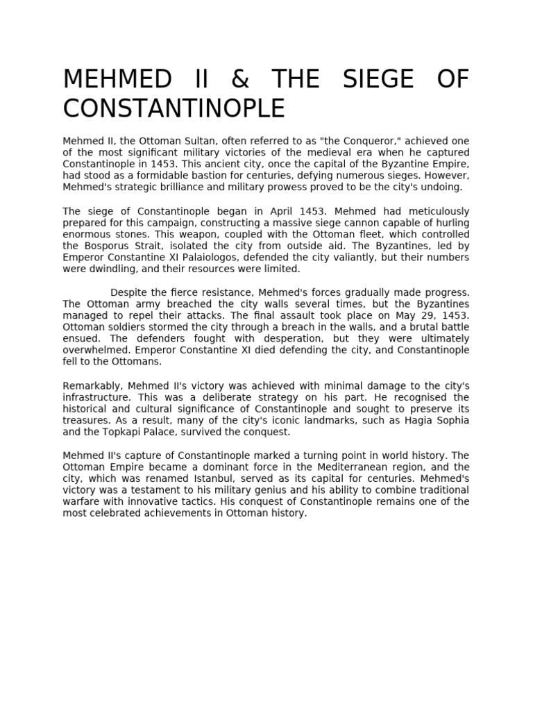 Mehmed Ii - Comprehension Text | PDF | Travel | Art