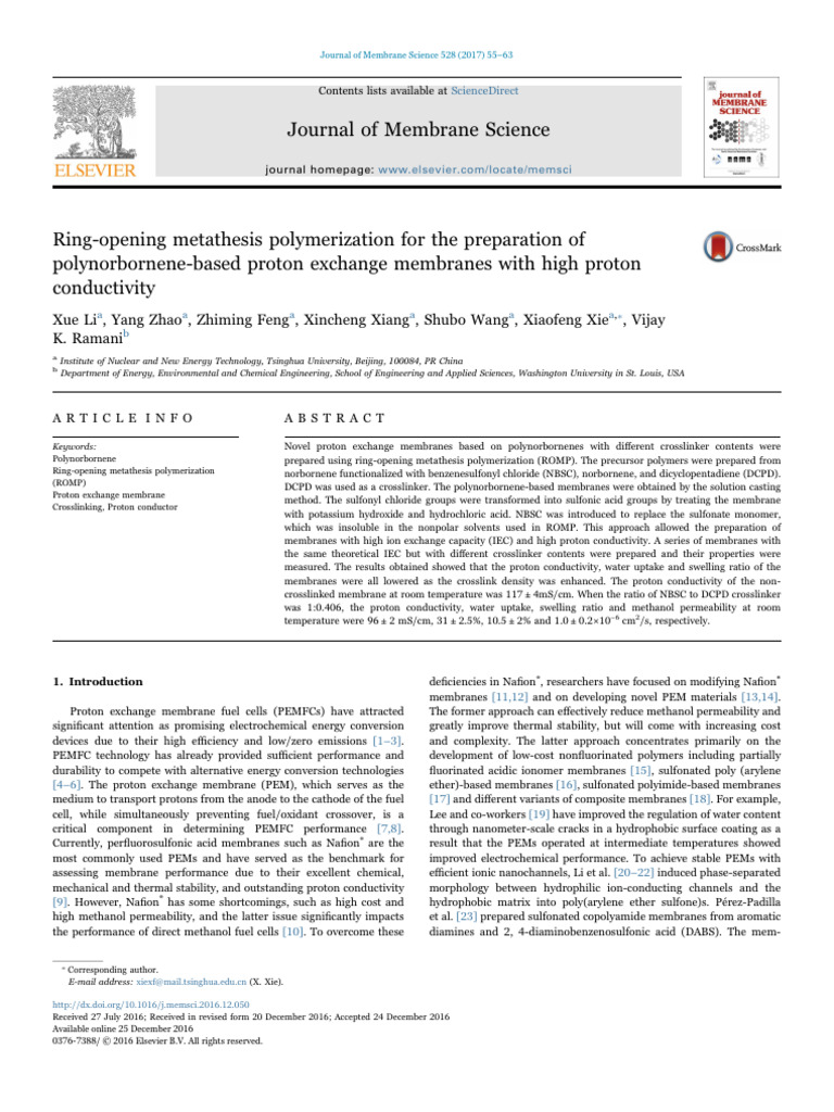 Ring-Opening Metathesis Polymerization For The Preparation of | PDF ...