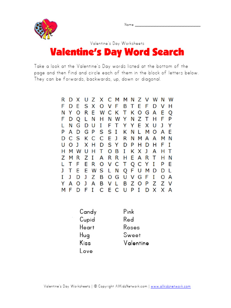 Valentines Day Word Search | PDF | Valentine's Day