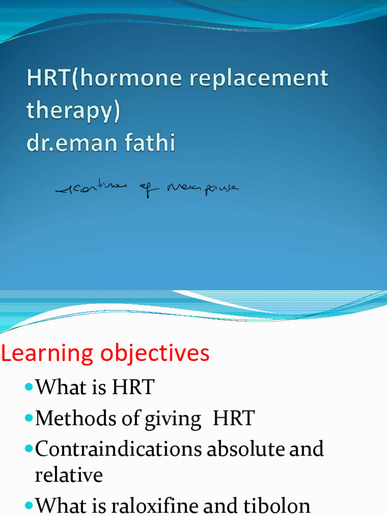 HRT: Contraindications and Dosage Guide | PDF | Hormone Replacement ...