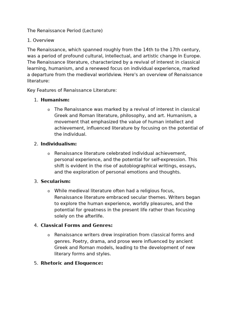The Renaissance Period | PDF | Classics