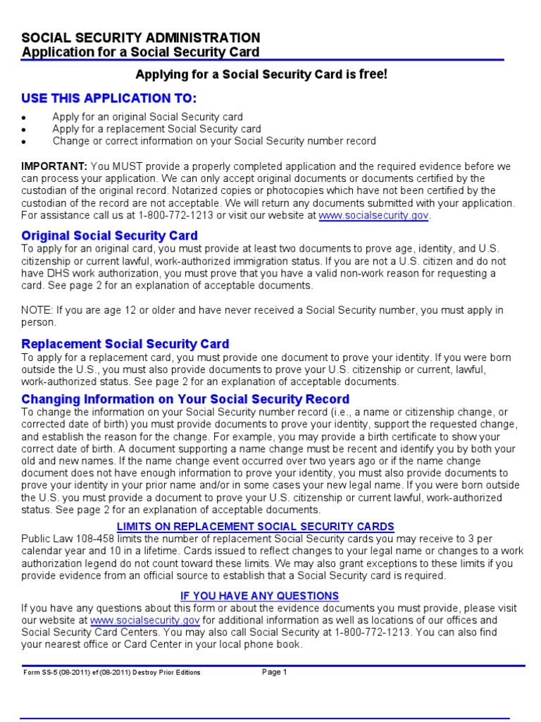 Social Security Form Online | PDF