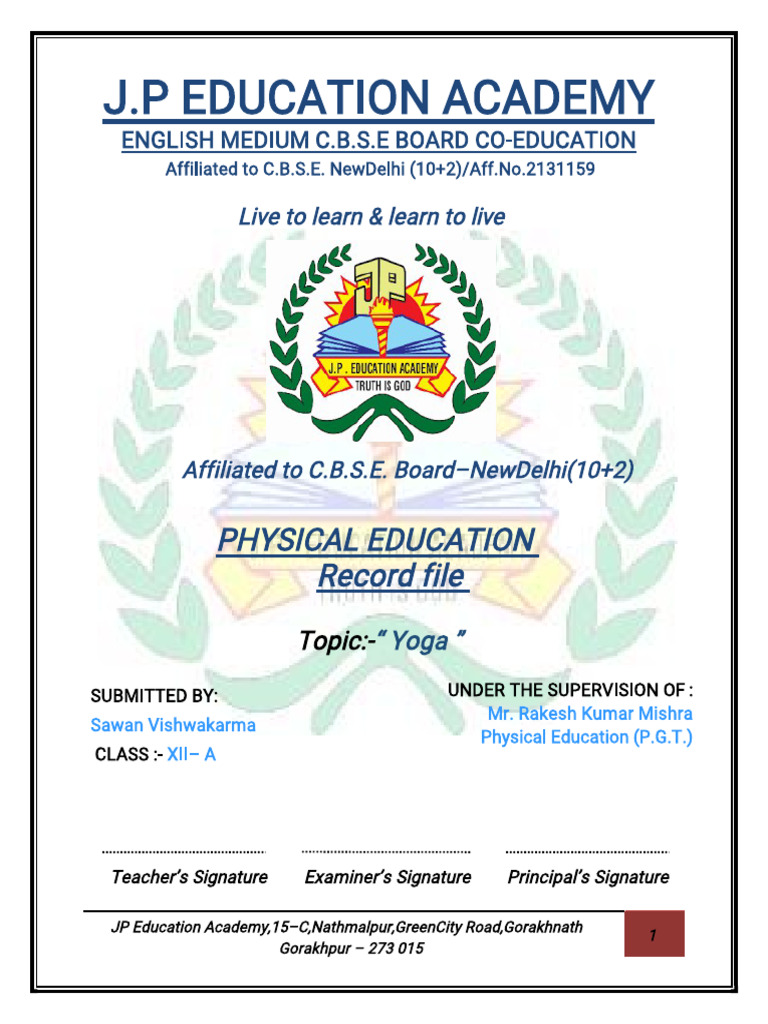 Physical Education Project on Yoga | PDF