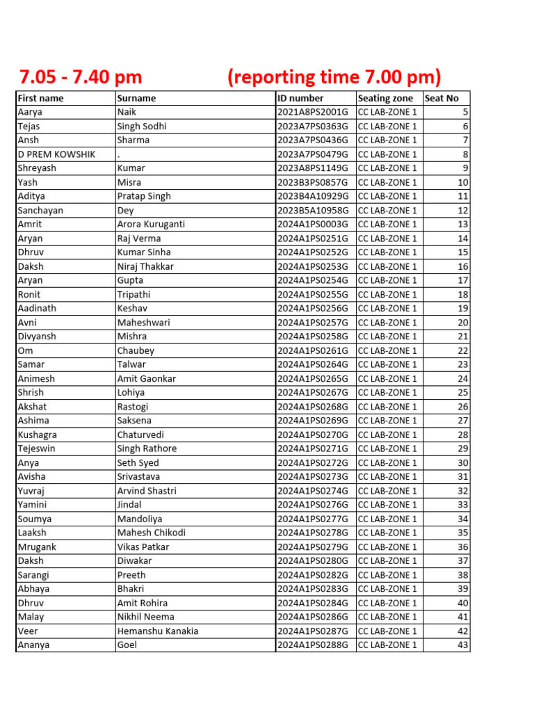 Quiz 3 Seating Arrangement | PDF