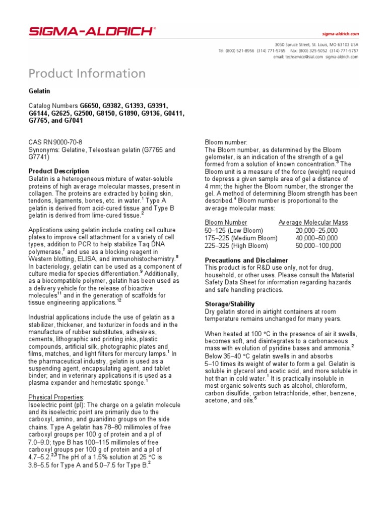 明膠sigma catalog | PDF
