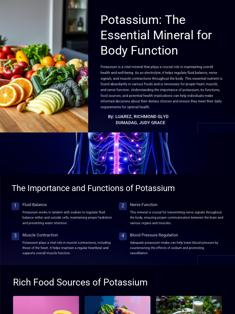 Luarez, Dumadag Nutrition | PDF | Potassium | Chemistry