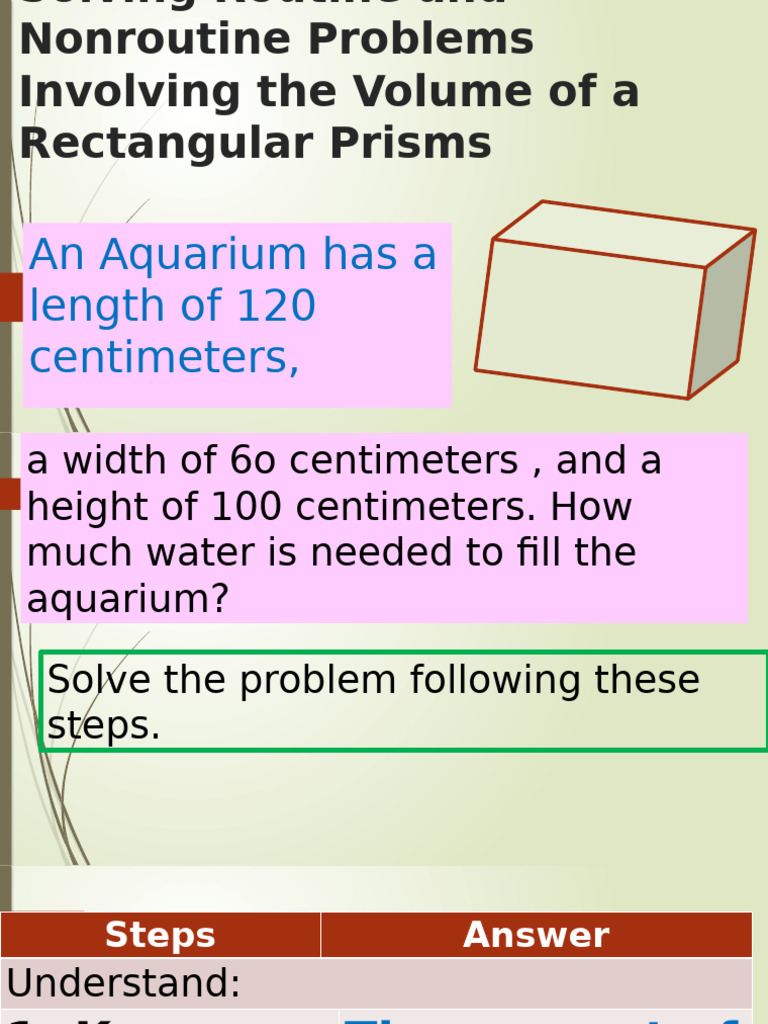 Solving Routine and Nonroutine Problems Involving The Volume | PDF ...