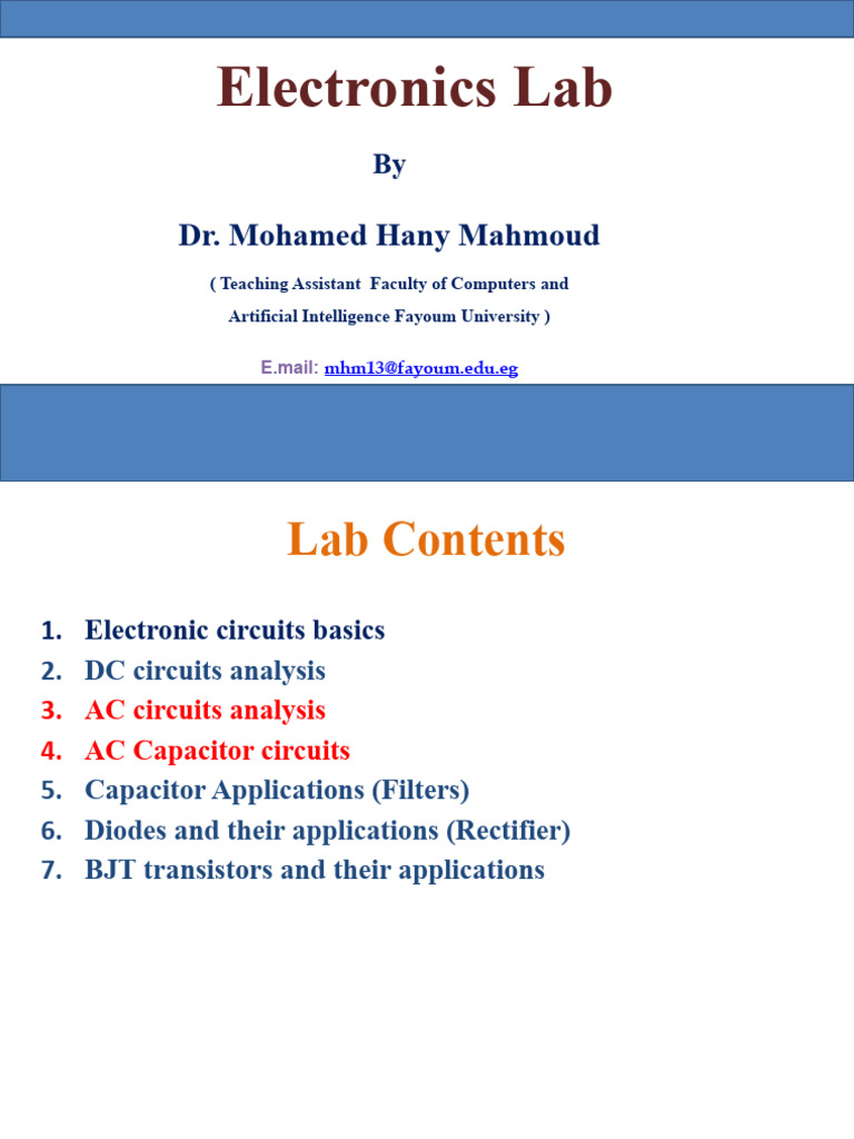 Electronics Lab 3 | PDF | Capacitor | Electrical Network