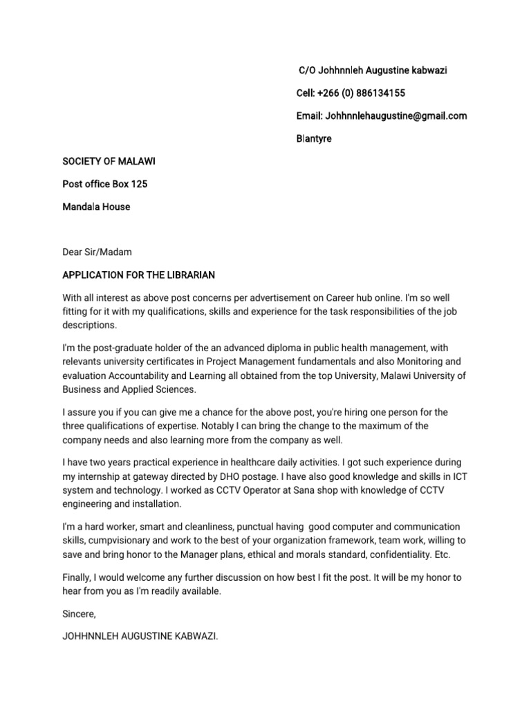 Application for Librarian Position | PDF