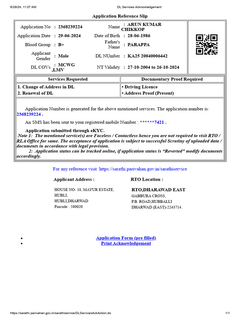 DL Address Change & Renewal 2024 | PDF | Government And Personhood