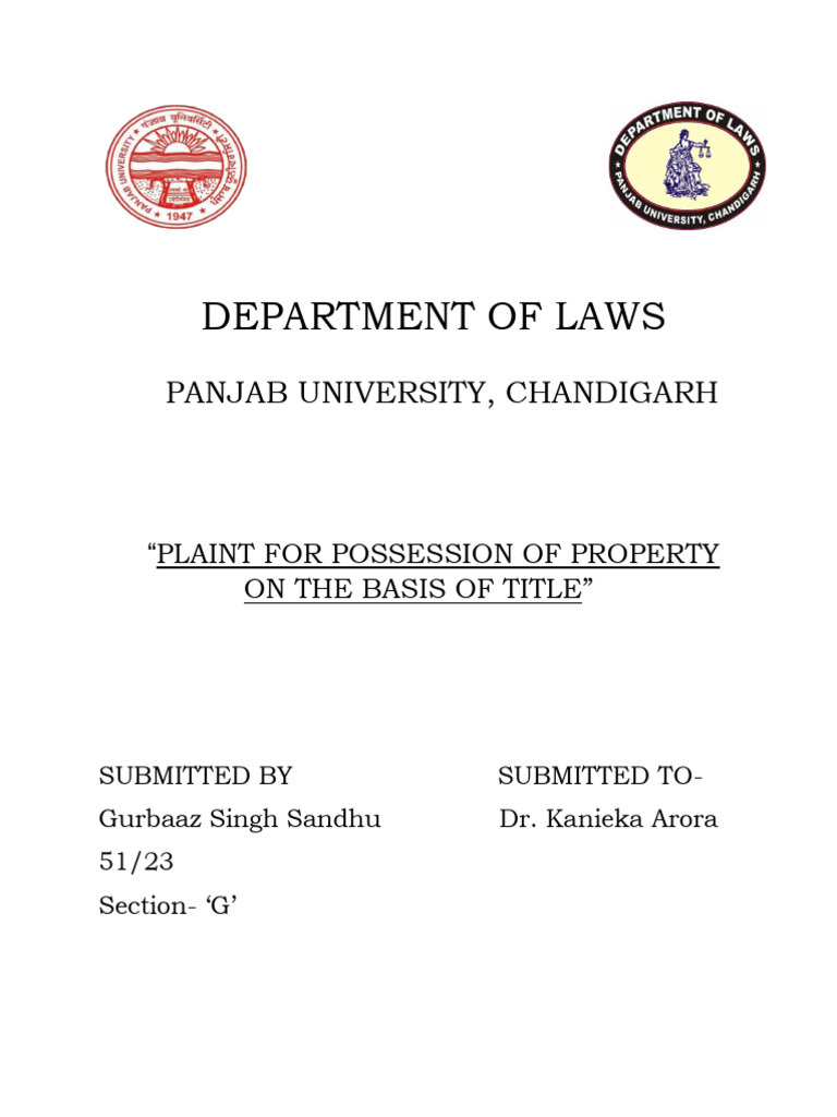 Gurbaaz Singh Sandhu Model Plaint | PDF | Lawsuit | Pleading