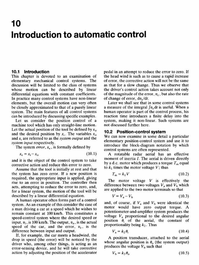 10-Introduction To Automatic Control | PDF | Damping | Torque