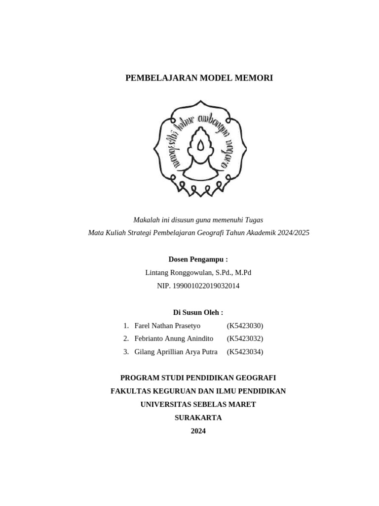 Makalah Strategi Pembelajaran Model Memory | PDF | Pengembangan Diri ...
