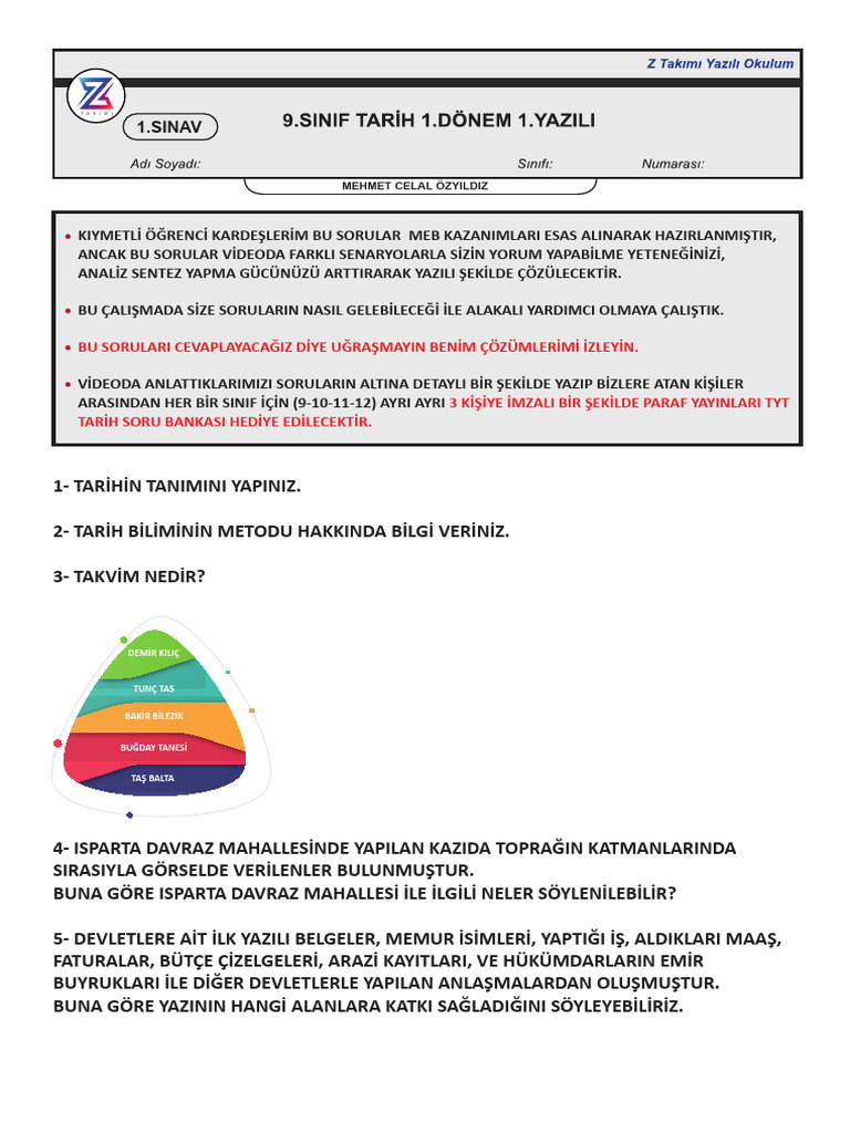 9-sinif-tarih-1-donem-1-yazili | PDF