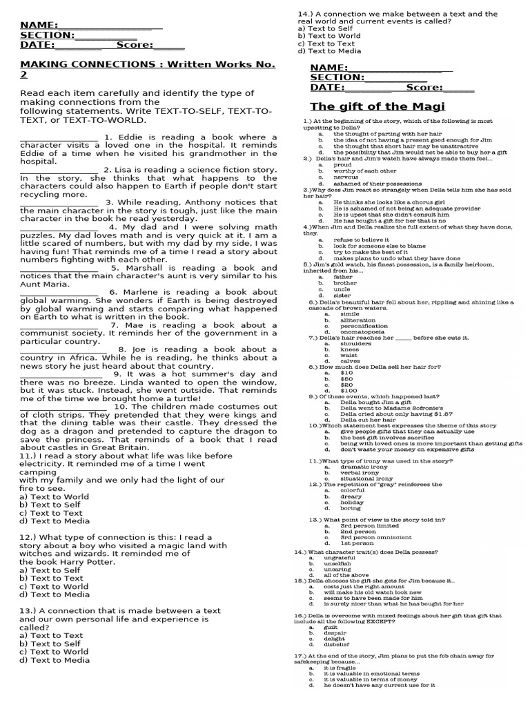 Making Connections Activity | PDF