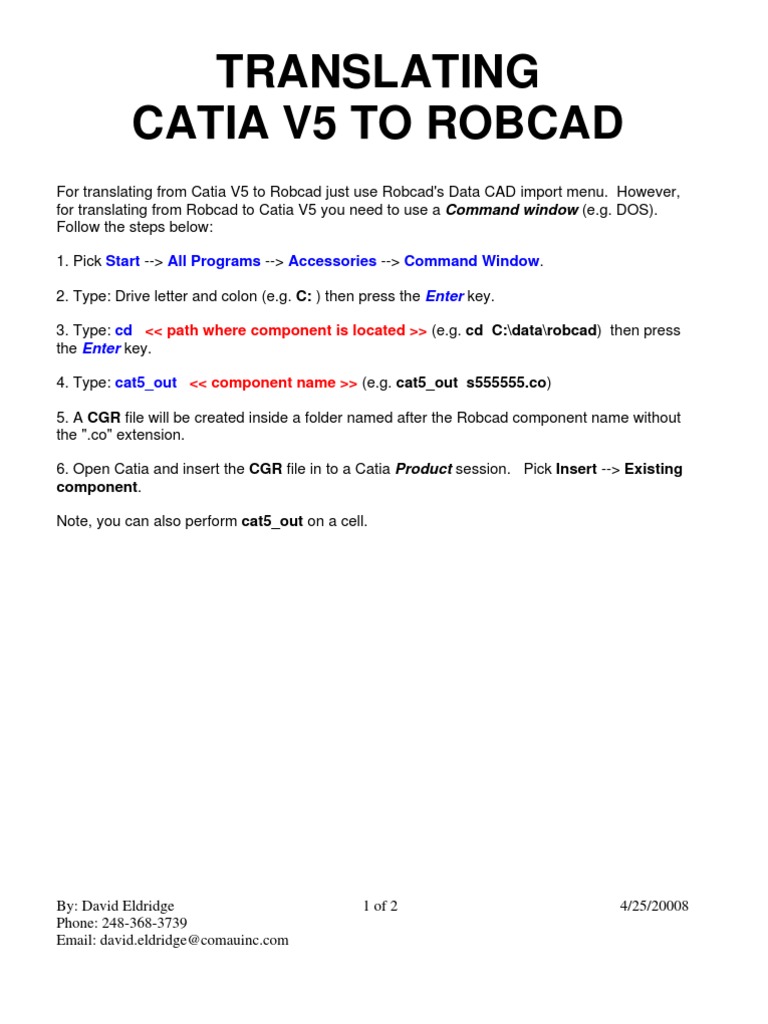 Translating Catia-V5 To Robcad | PDF