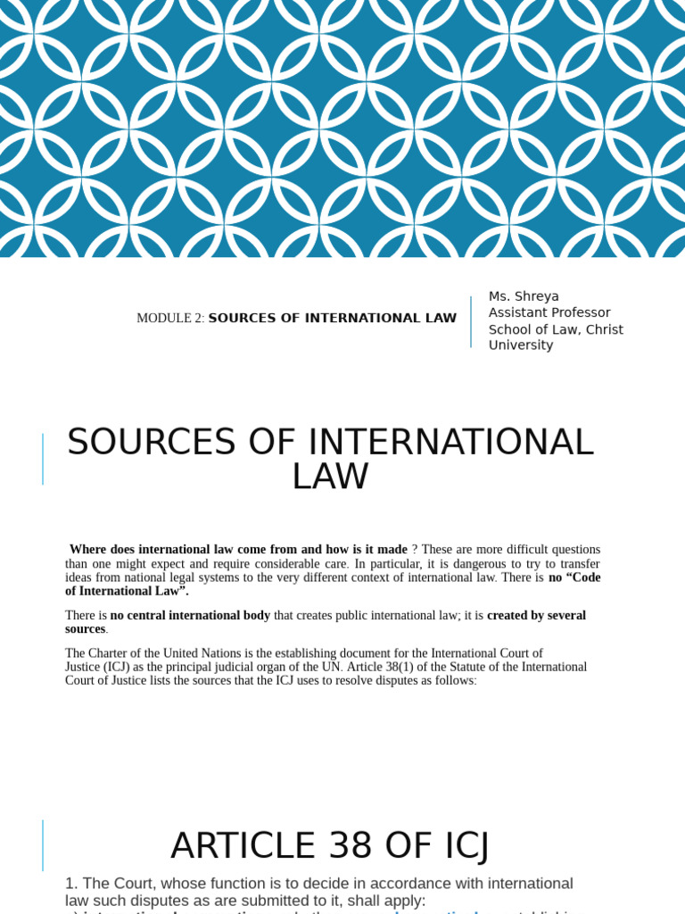 Sources of International Law | PDF | International Law | Treaty