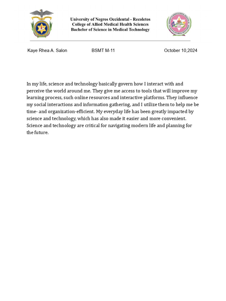 Kaye Rhea A. Salon BSMT M-11 October 10,2024 | PDF | Social Science ...
