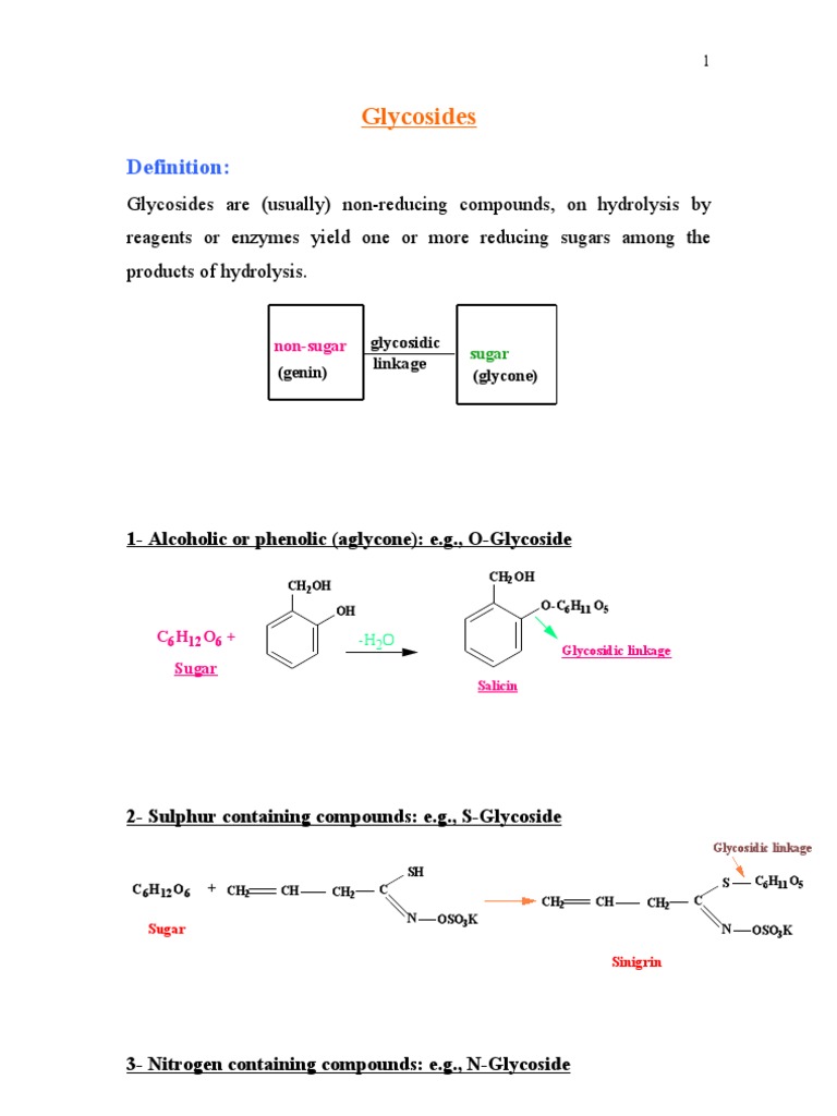 Glycosides: Definitions and Classifications | PDF