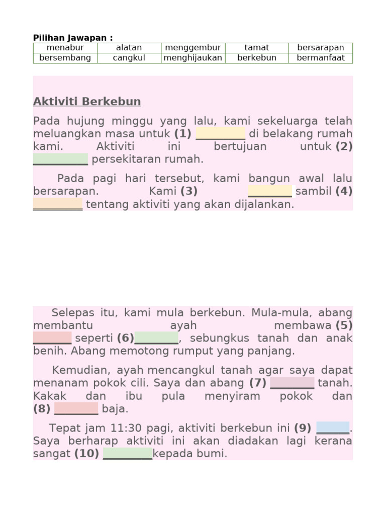 Karangan - Aktiviti Berkebun | PDF | Griya & Taman