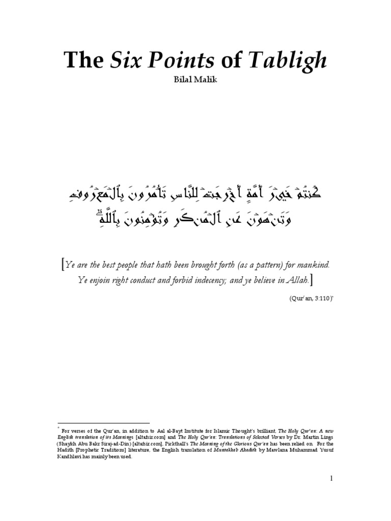 Six Points of Tabligh Explained | PDF | Hadith | Prophets And ...