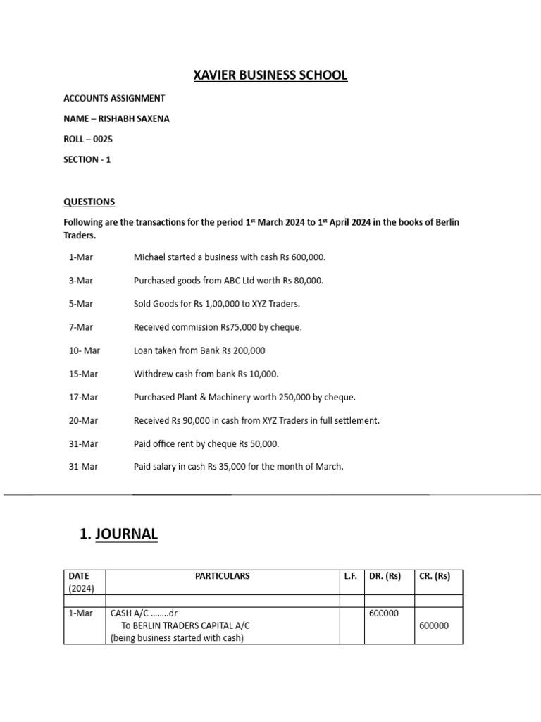 Accounts Assignment (0025) | PDF | Banks | Debits And Credits