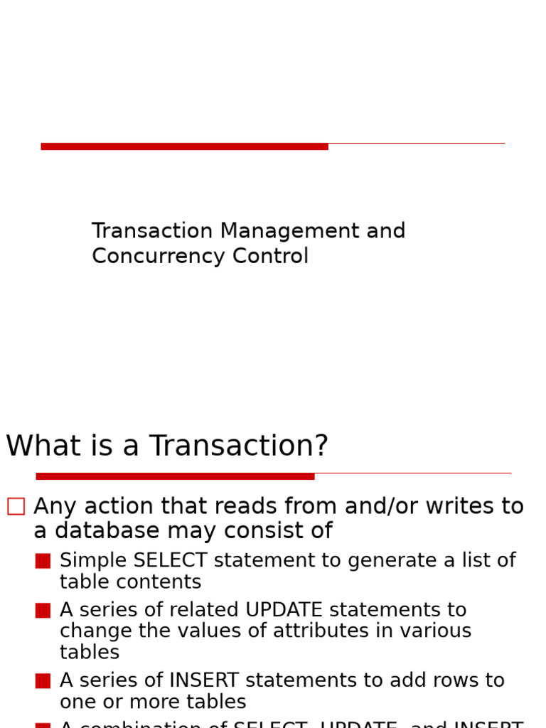 Transaction Management and Concurrency Control | PDF | Database ...