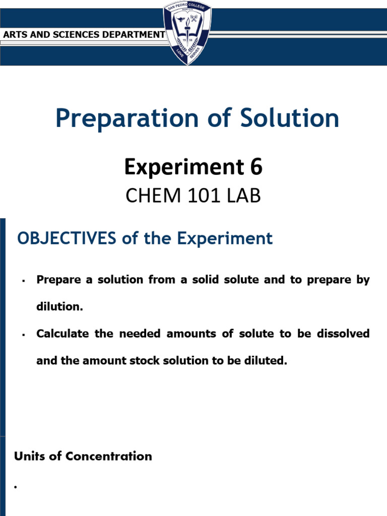 EXPERIMENT 11 (Preparation of Solution) | PDF | Concentration | Mole (Unit)